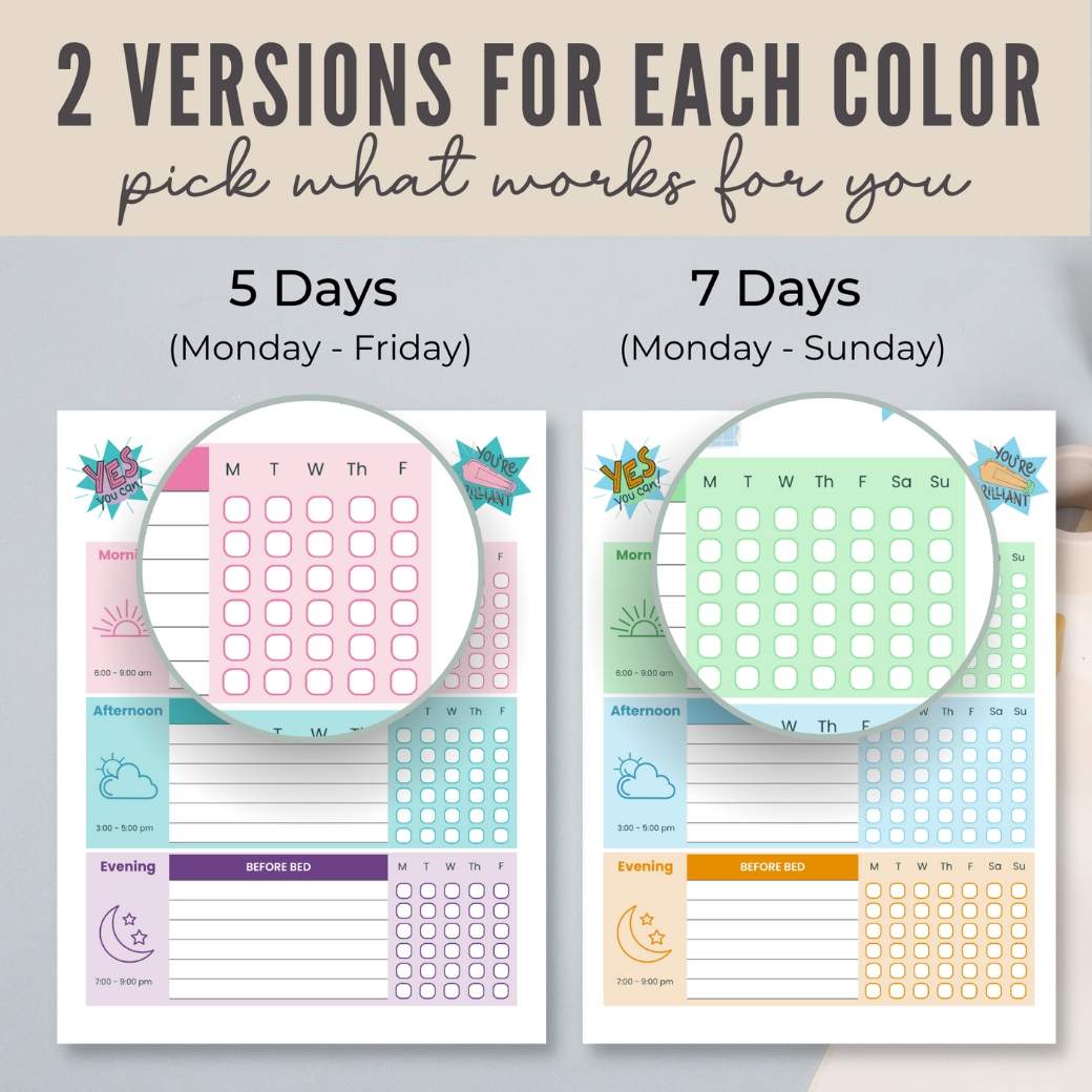 Editable Kids Morning Routine Chart - Birchmark Designs