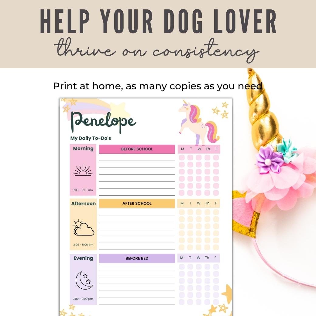 Unicorn Editable Daily Routine Checklist - Birchmark Designs