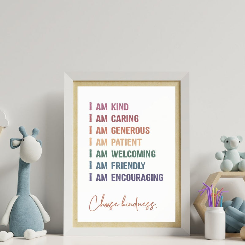 Printable I am Kind Affirmation Wall Art - Birchmark Designs