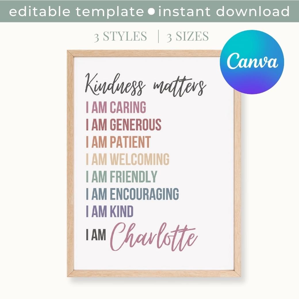 I am Kind Editable Template – Birchmark Designs