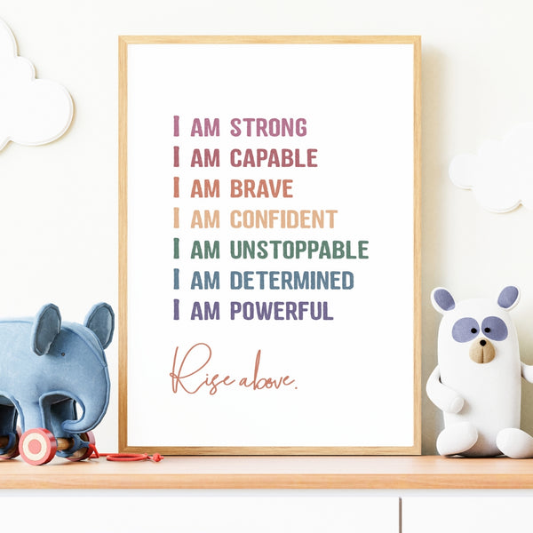 Printable I am Strong Affirmation Wall Art - Birchmark Designs