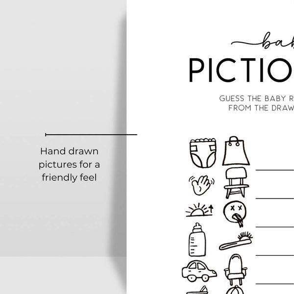 Printable Baby Shower Pictionary Game - Birchmark Designs