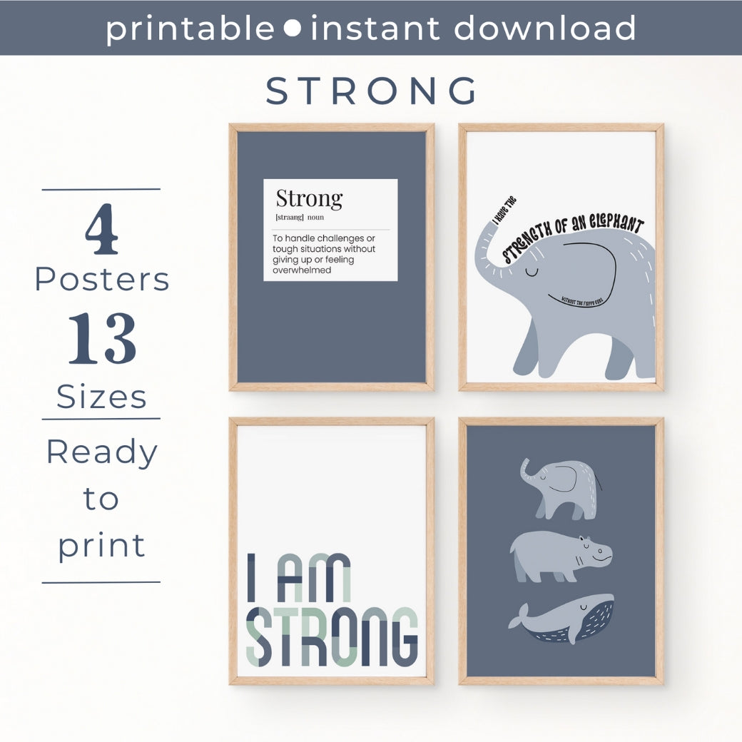 Printable I am Strong Poster Bundle - Birchmark Designs