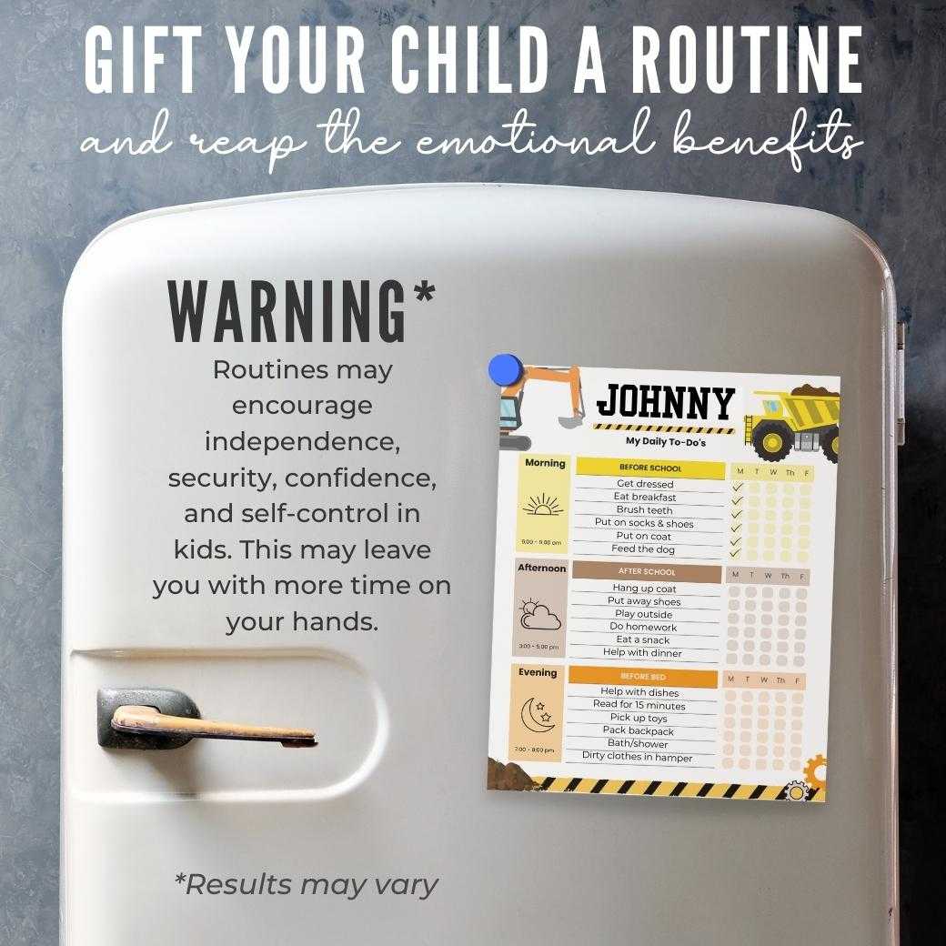 Construction Editable Daily Routine Checklist - Birchmark Designs