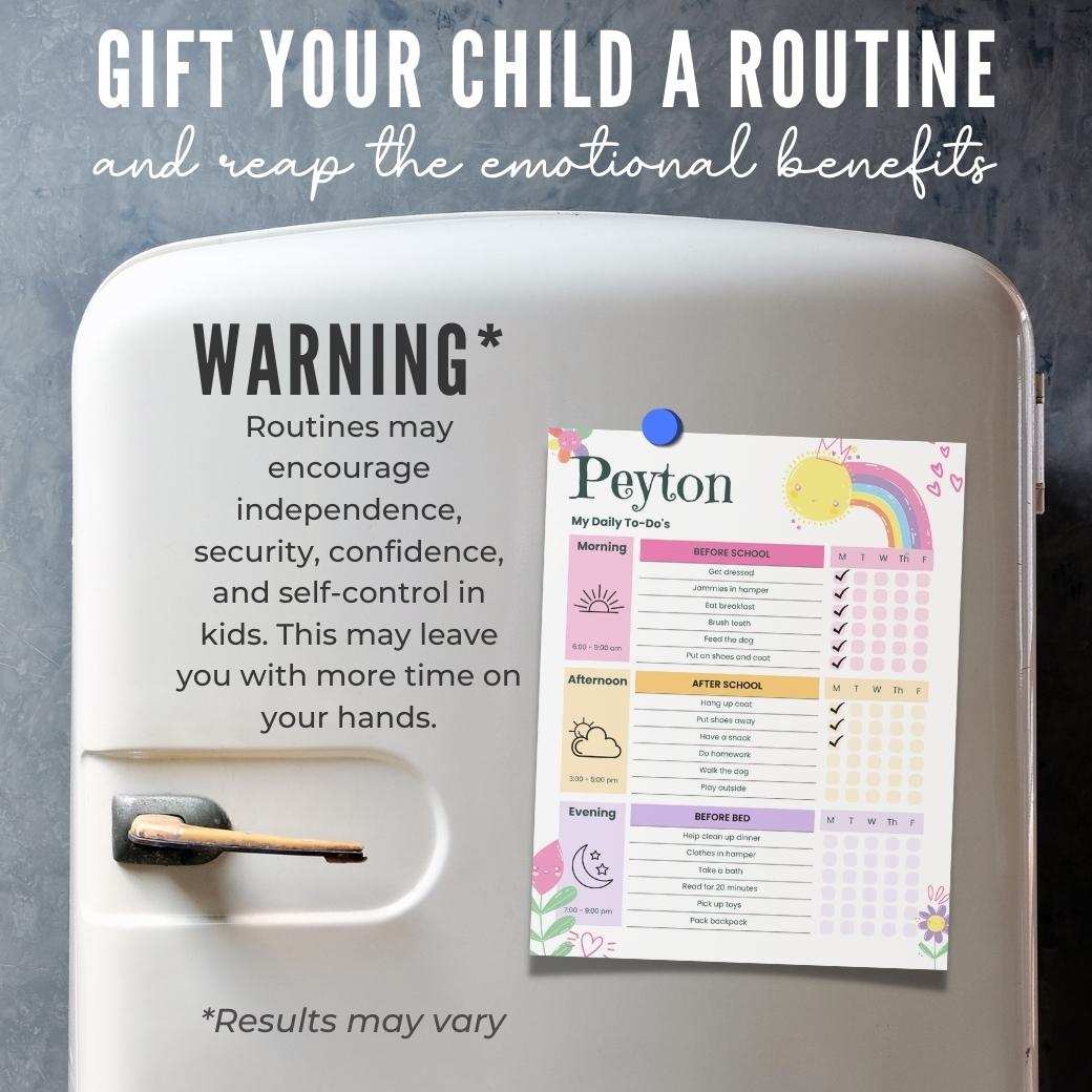 Rainbow Editable Daily Routine Checklist - Birchmark Designs