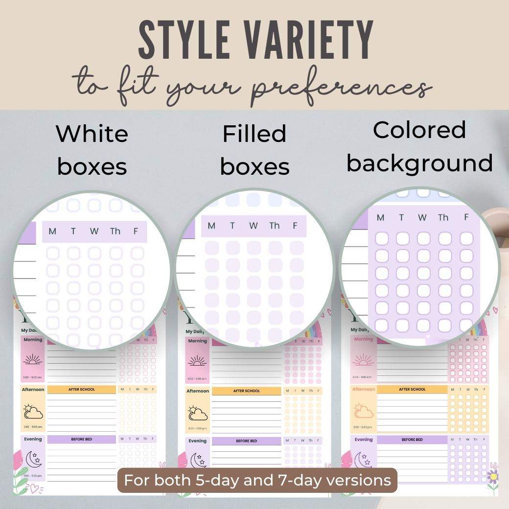 Rainbow Editable Daily Routine Checklist - Birchmark Designs