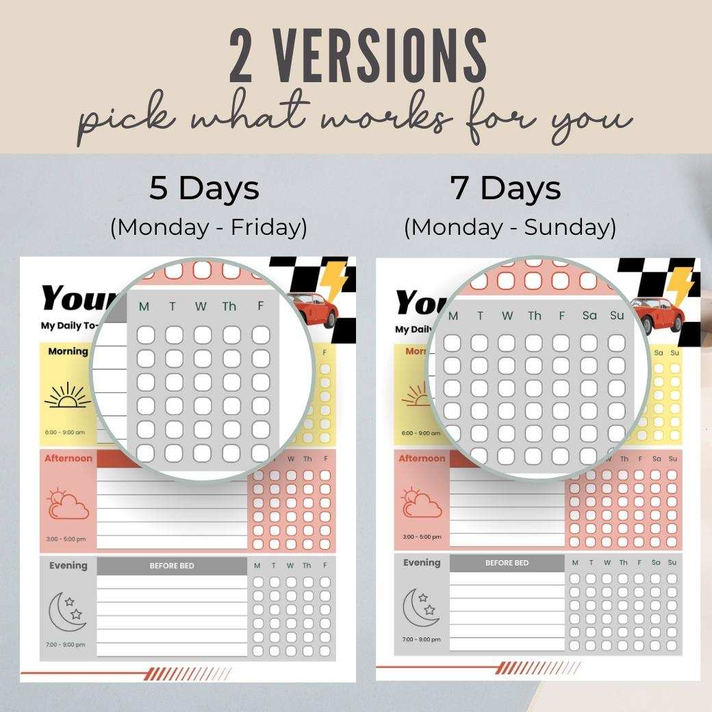 Race Car Editable Daily Routine Checklist - Birchmark Designs