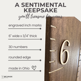 Stained Walnut Growth Chart Ruler - Natural Numbers – Birchmark Designs