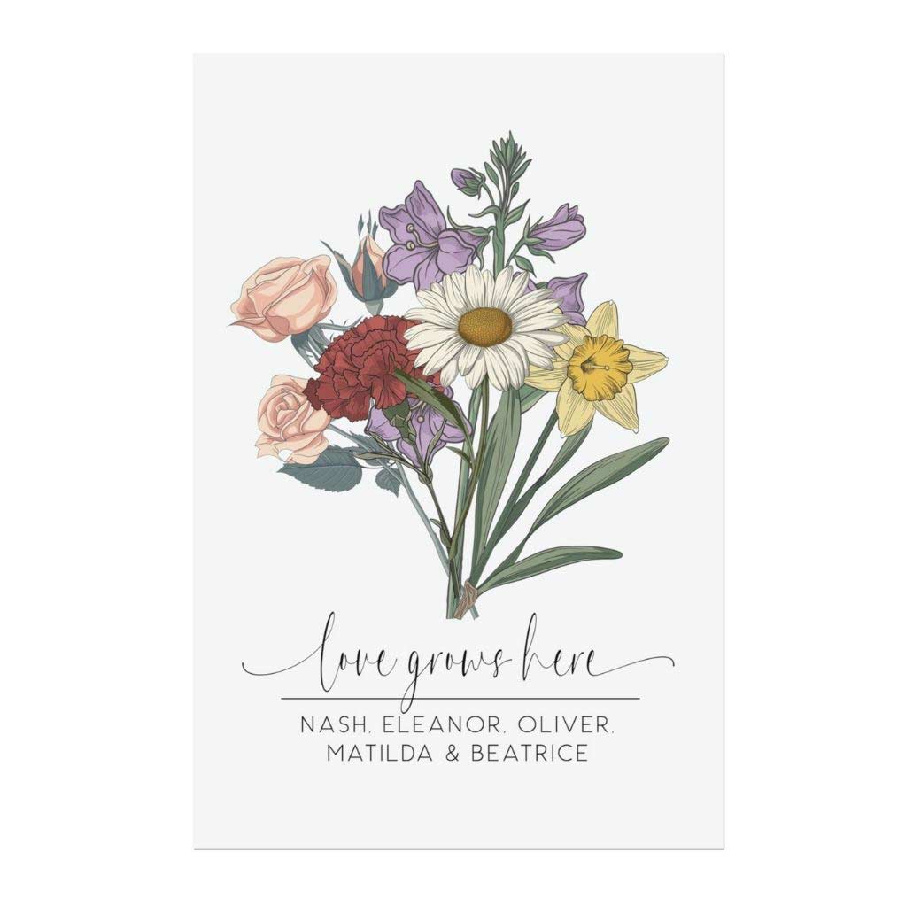 Birth Flower Bouquet Poster - Birchmark Designs