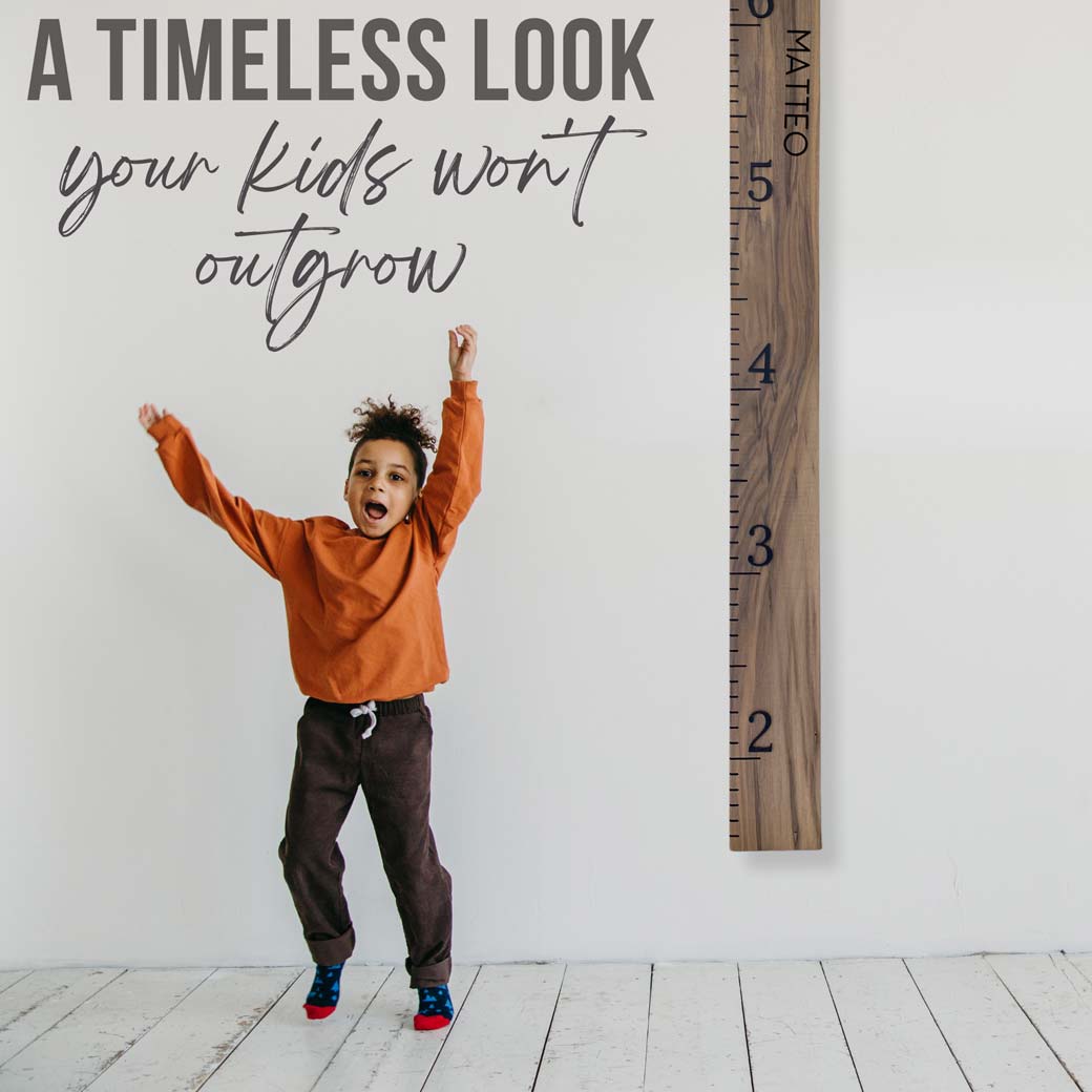 Modern Solid Walnut Growth Chart Ruler - Birchmark Designs
