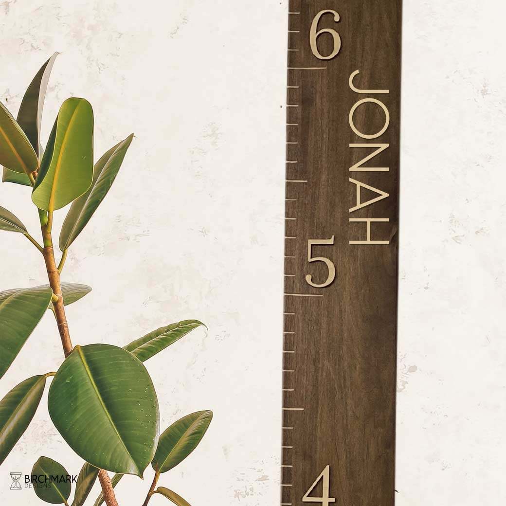 Modern Stained Walnut Growth Chart Ruler - Natural Numbers – Birchmark ...