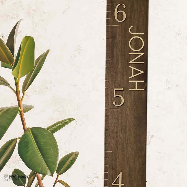 Modern Stained Walnut Growth Chart Ruler - Birchmark Designs