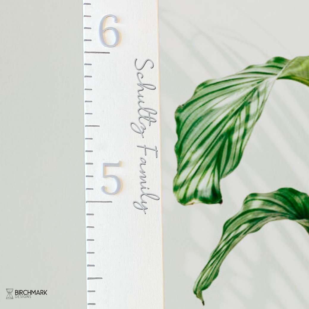 White Growth Chart Ruler - Gray Numbers – Birchmark Designs
